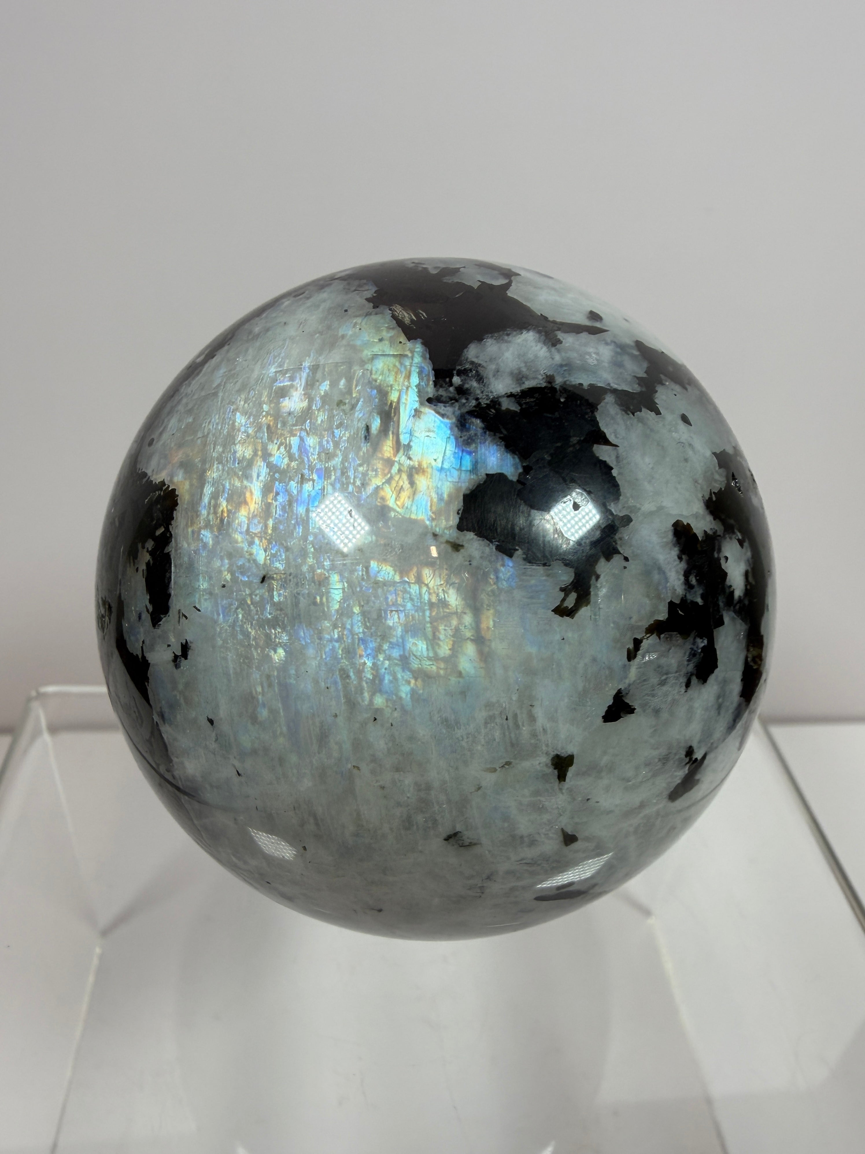 Rainbow Moonstone Sphere. 71mm. Rare Rainbow And Blue Flash! High Qual ...