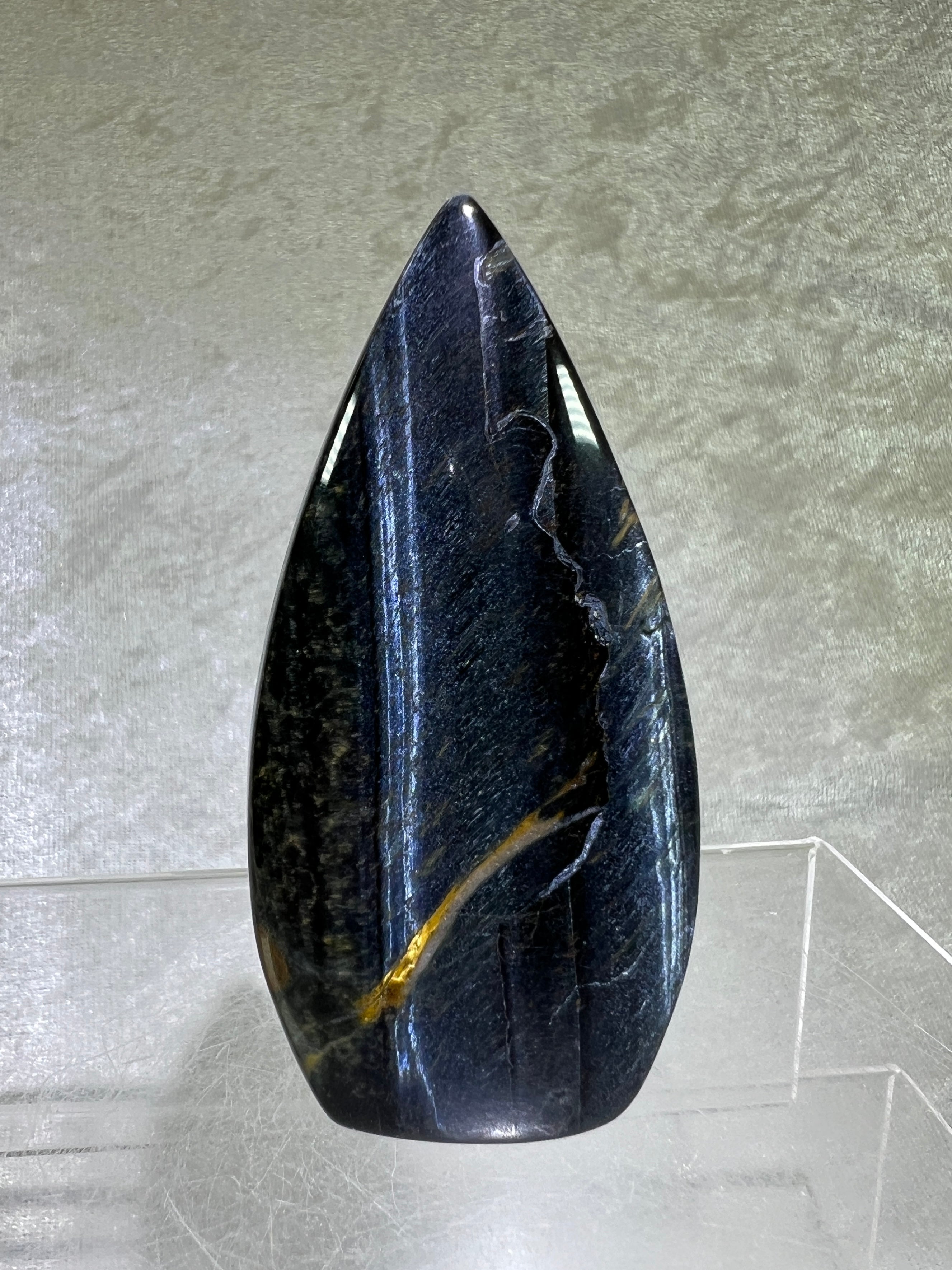 Blue Tigers Eye Crystal Flame. Gorgeous Hawks Eye Freeform Flame ...