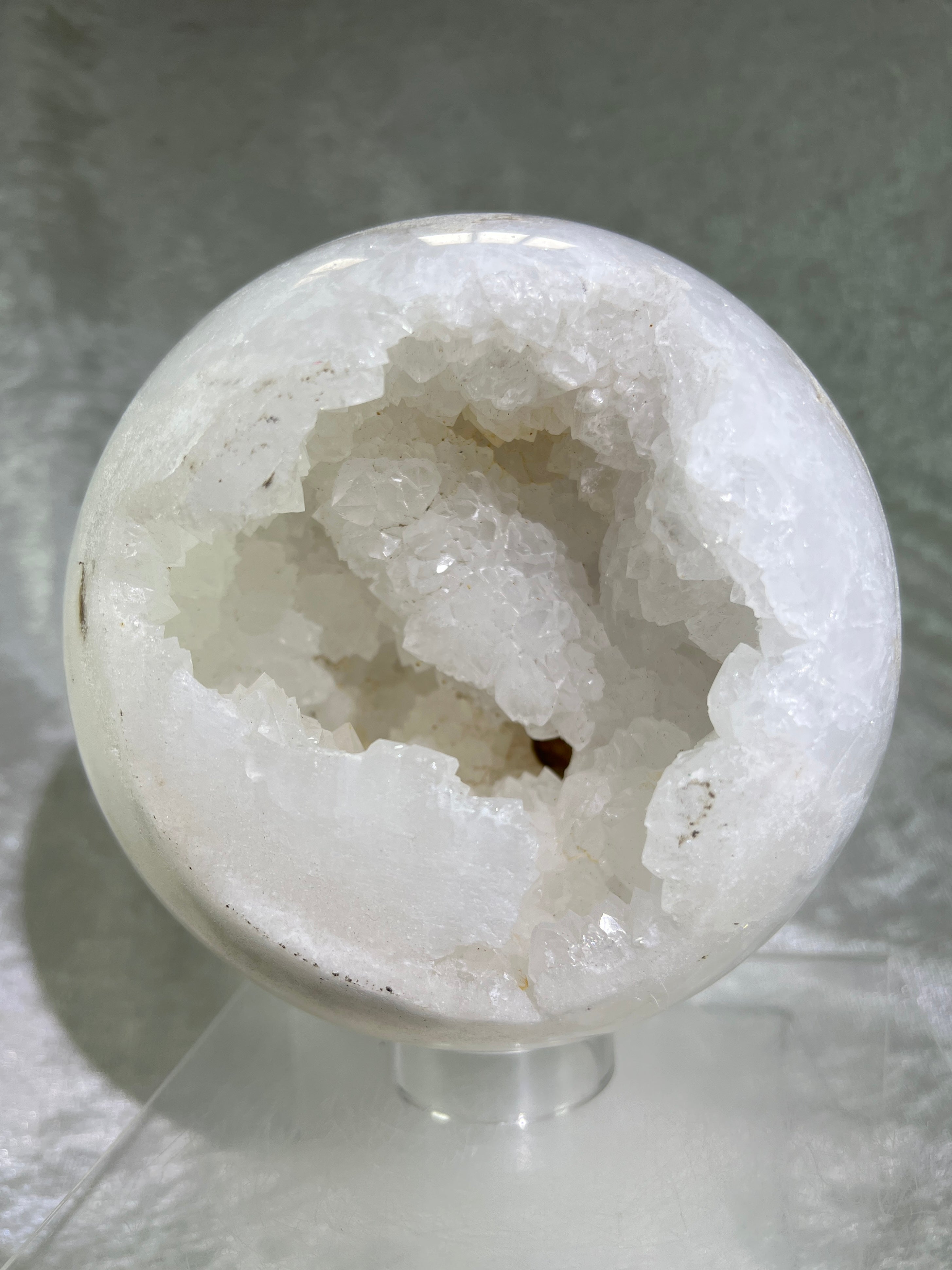 Aragonite And Quartz Druzy Sphere. 142mm, 6.2 lbs. Massive Rare Displa ...