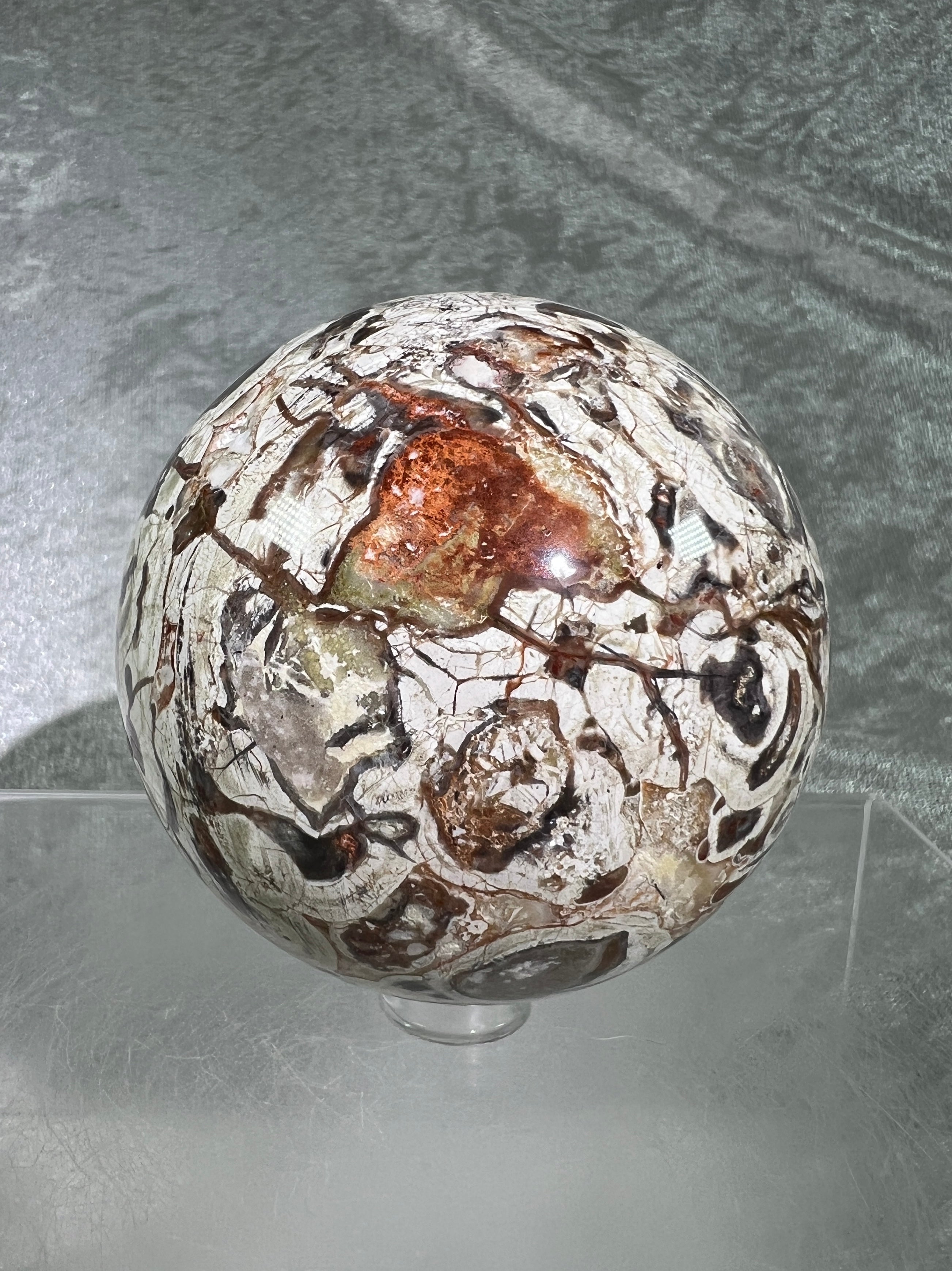 Money Agate Crystal Sphere. 69mm. Stunning Indonesian Bloodstone. Amaz ...