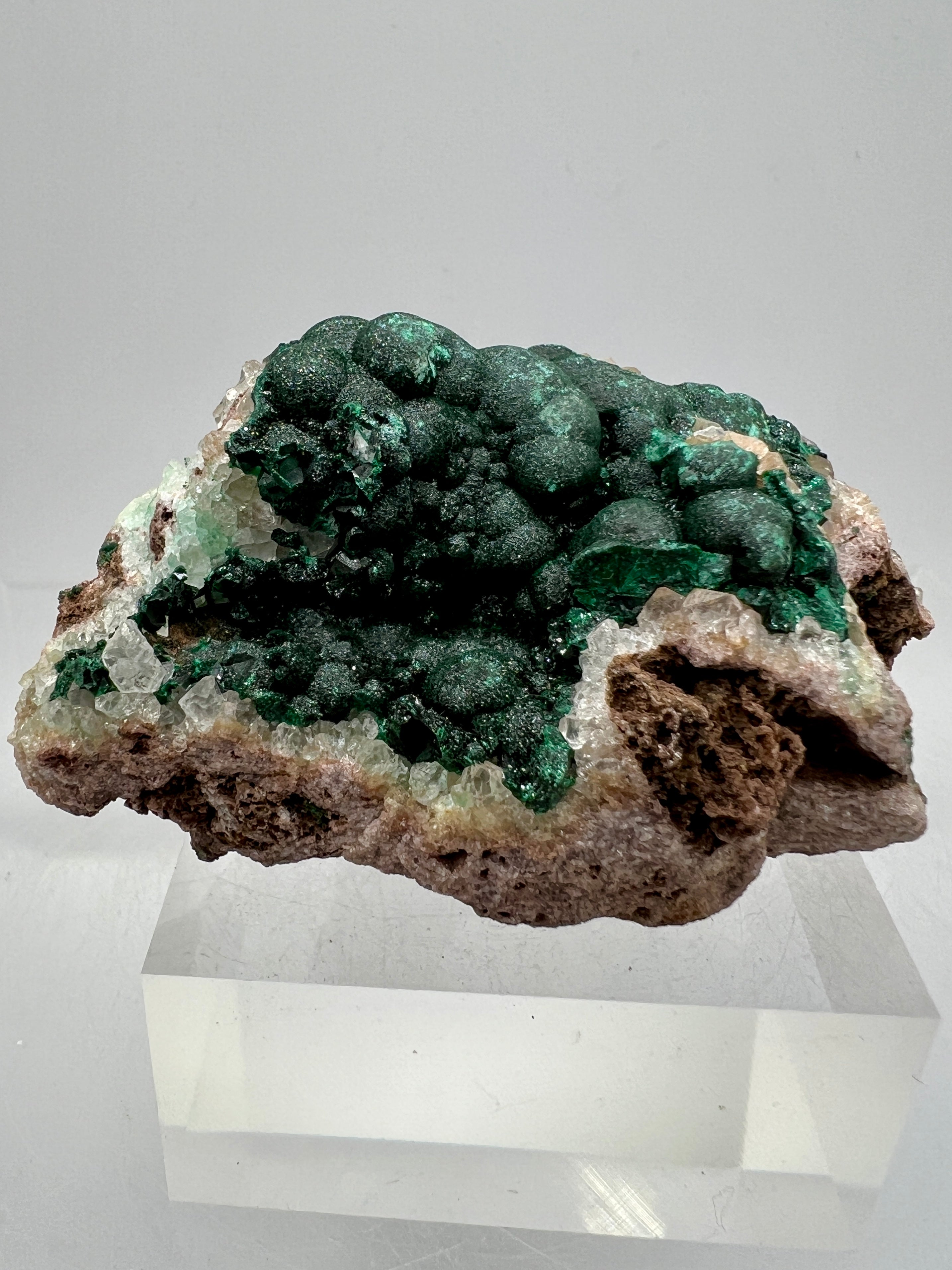 Ball Malachite On A Druzy Quartz And Dolomite Matrix. Rare Beautiful S ...